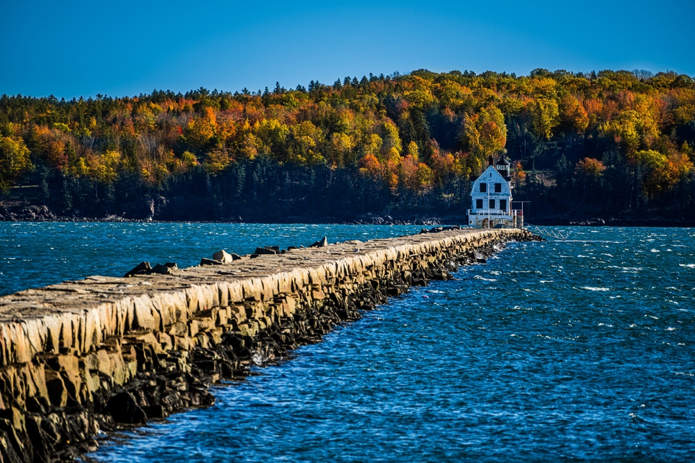 Stunning Rockland Breakwater Lighthouse in Fall of 2025